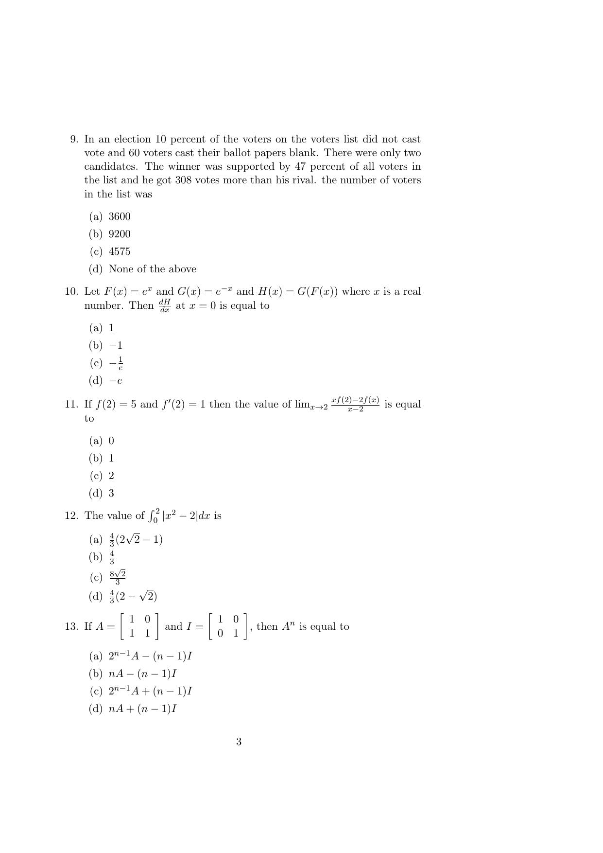 ISI Admission Test M.S.(QMS) QMA 2017 Sample Paper - IndCareer Docs