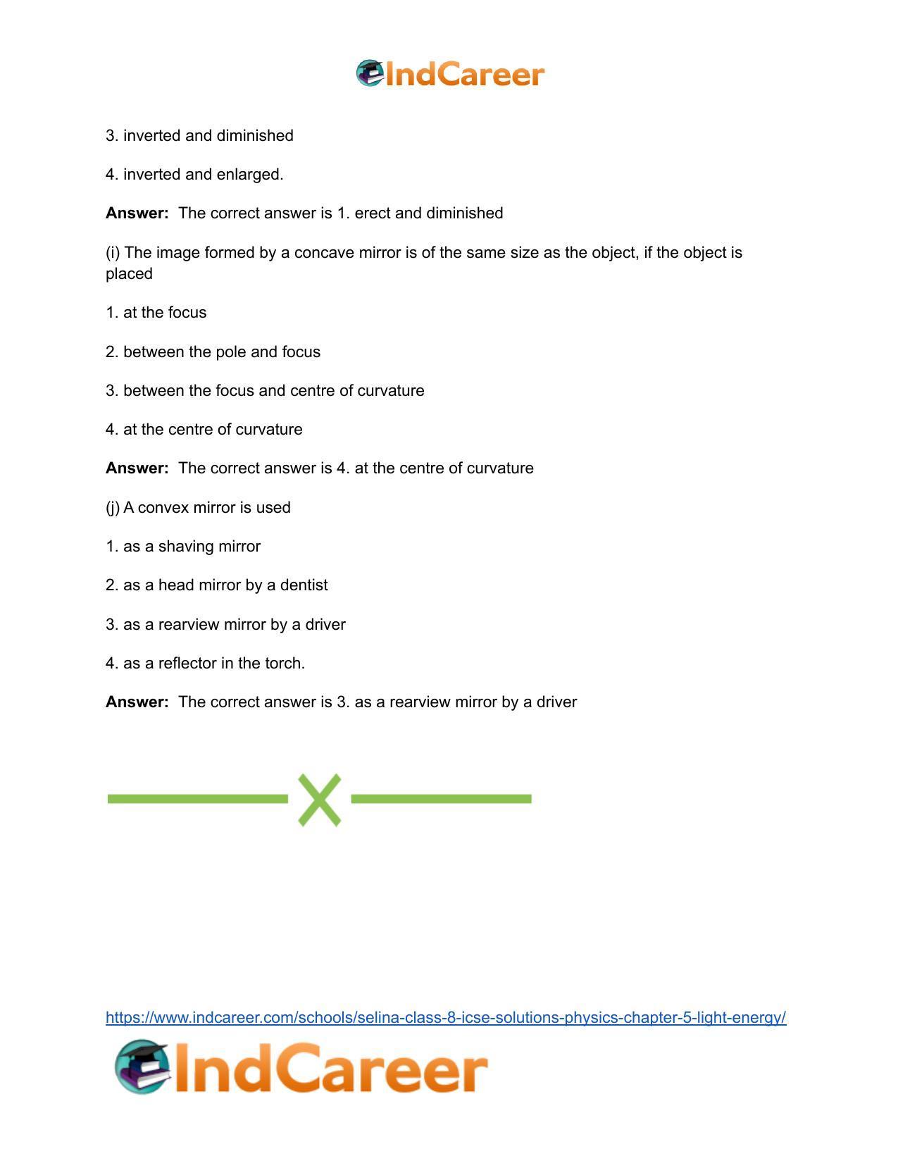 Selina Class 8 ICSE Solutions Physics : Chapter 5- Light Energy ...