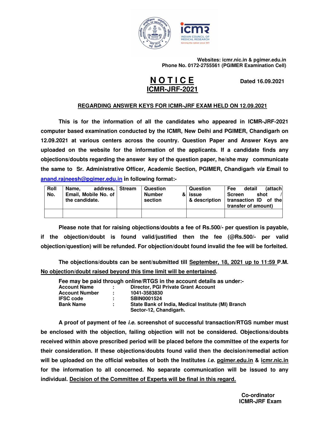 ICMR JRF 2021 Question Paper with Answers - IndCareer Docs