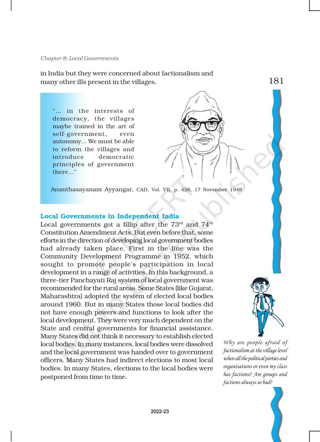 NCERT Book for Class 11 Political Science Chapter 8 Local