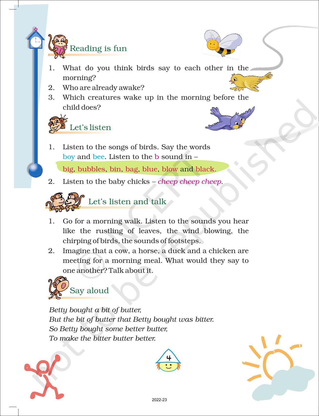 NCERT Book for Class 4 English (Poem): Chapter 1-WAKE UP! - IndCareer ...