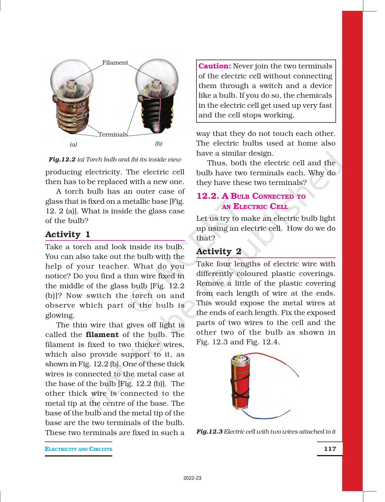 NCERT Book for Class 6 Science: Chapter 12-Electricity and Circuits ...