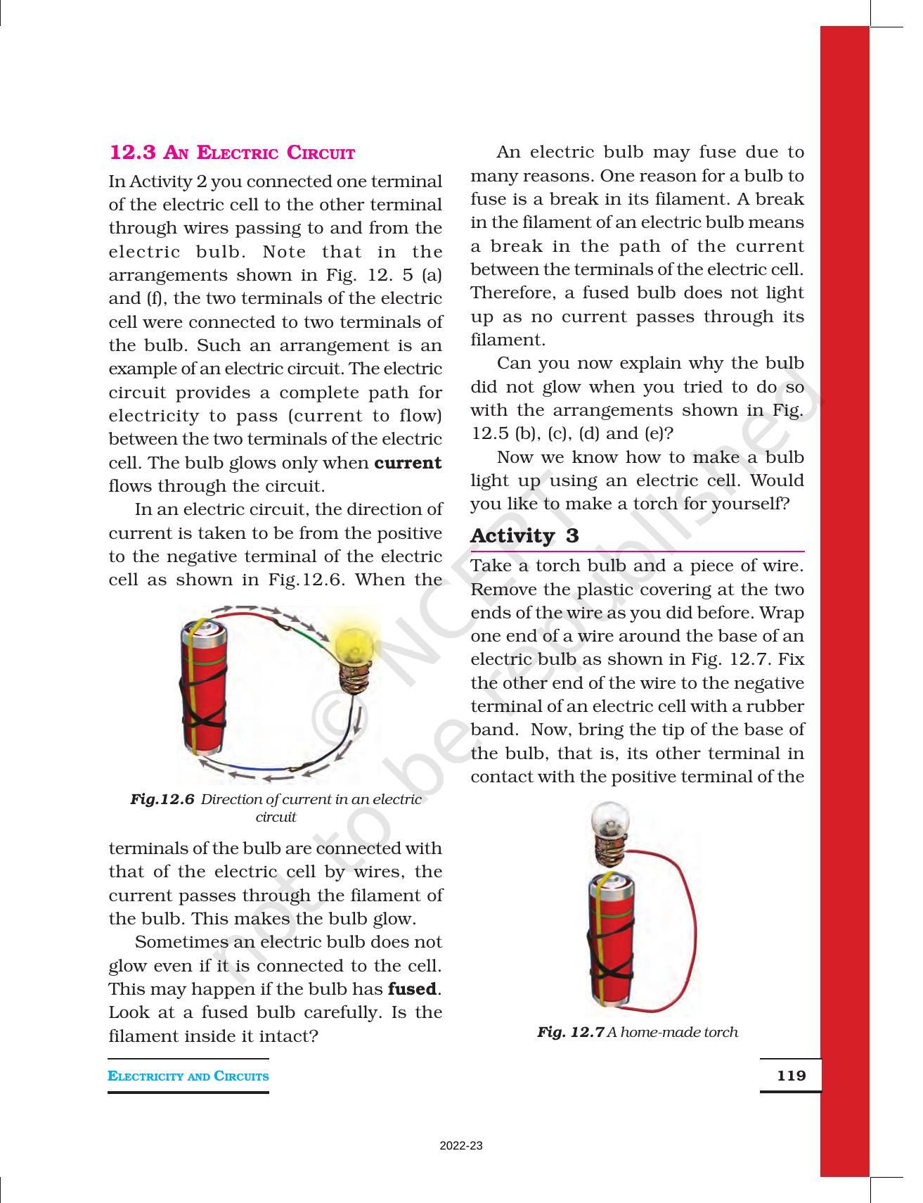 NCERT Book for Class 6 Science: Chapter 12-Electricity and Circuits ...