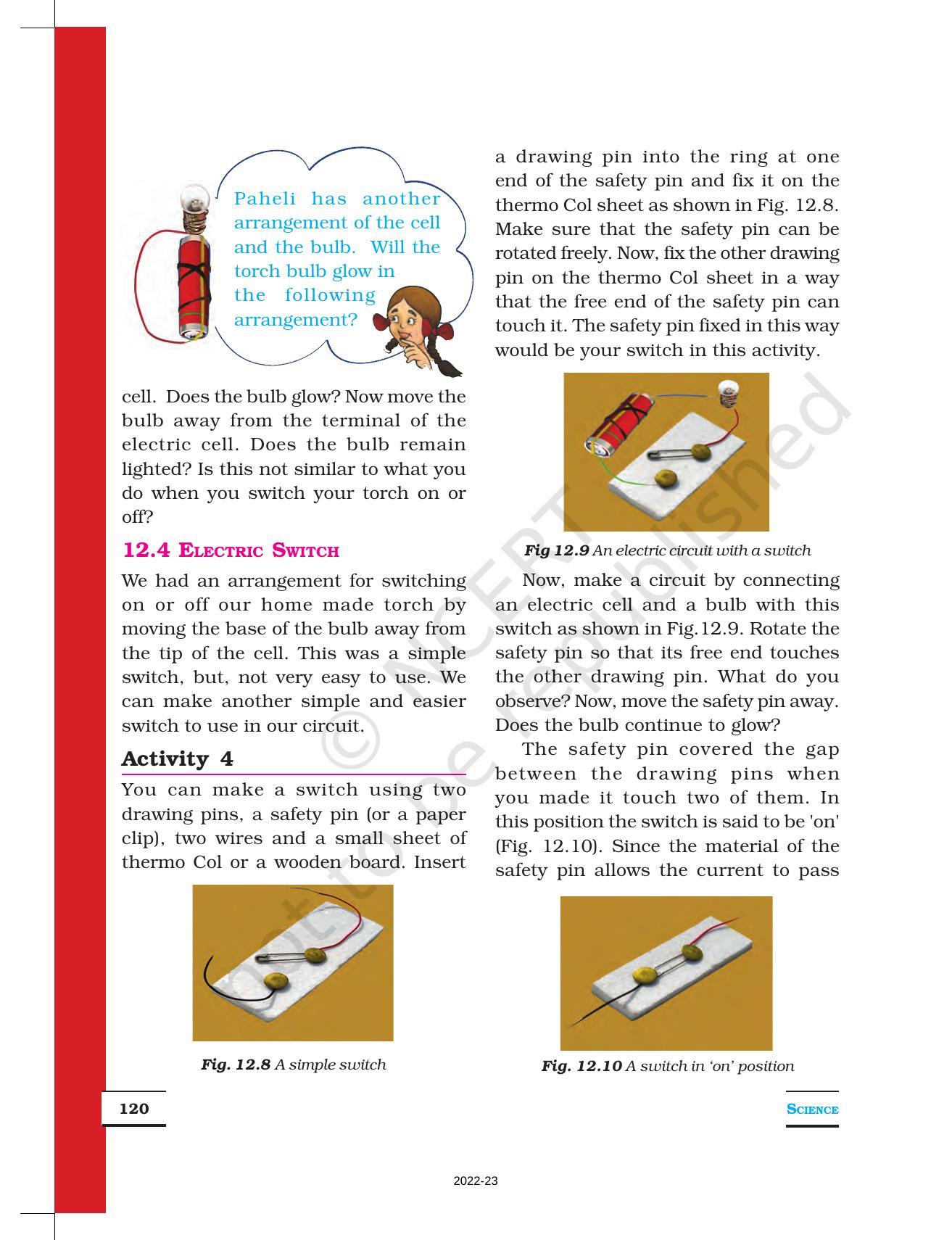 NCERT Book for Class 6 Science: Chapter 12-Electricity and Circuits ...
