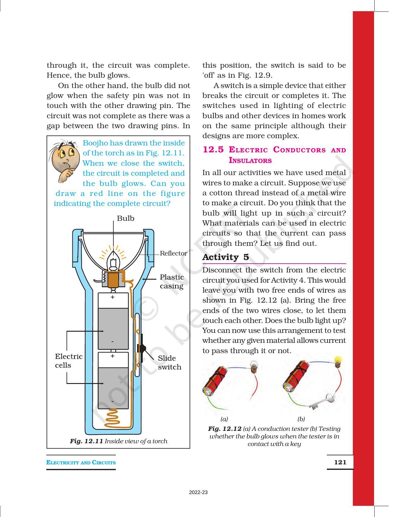 NCERT Book for Class 6 Science: Chapter 12-Electricity and Circuits ...