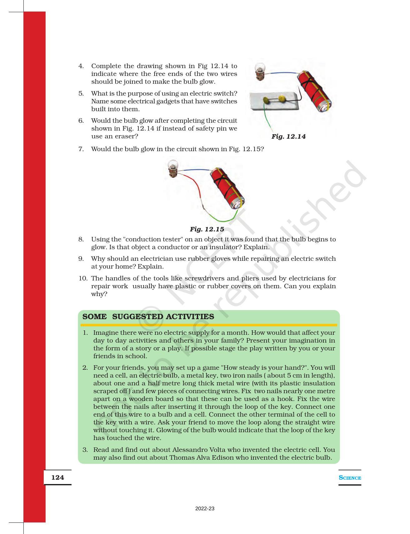 NCERT Book for Class 6 Science: Chapter 12-Electricity and Circuits ...