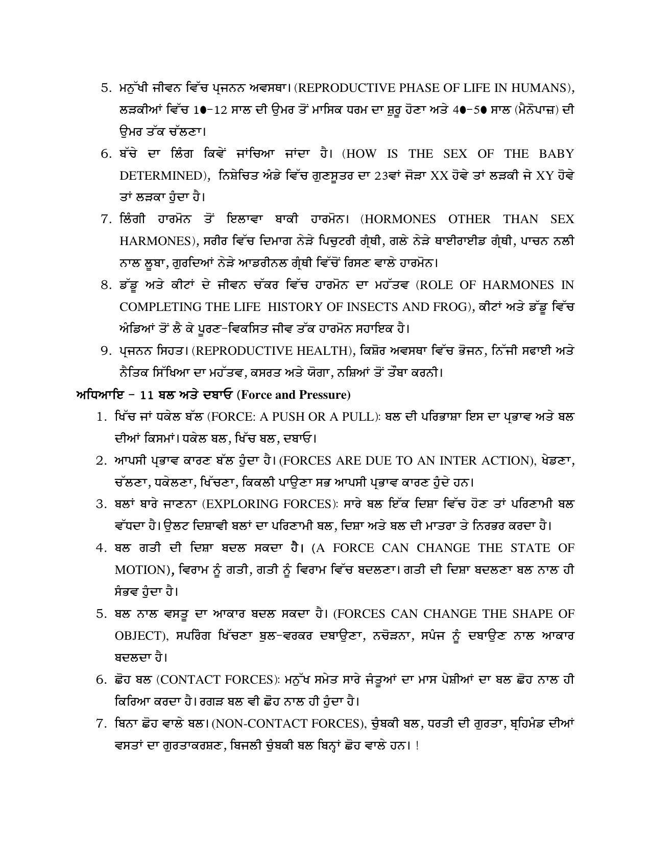 PSEB Class 8th Science Syllabus - IndCareer Docs