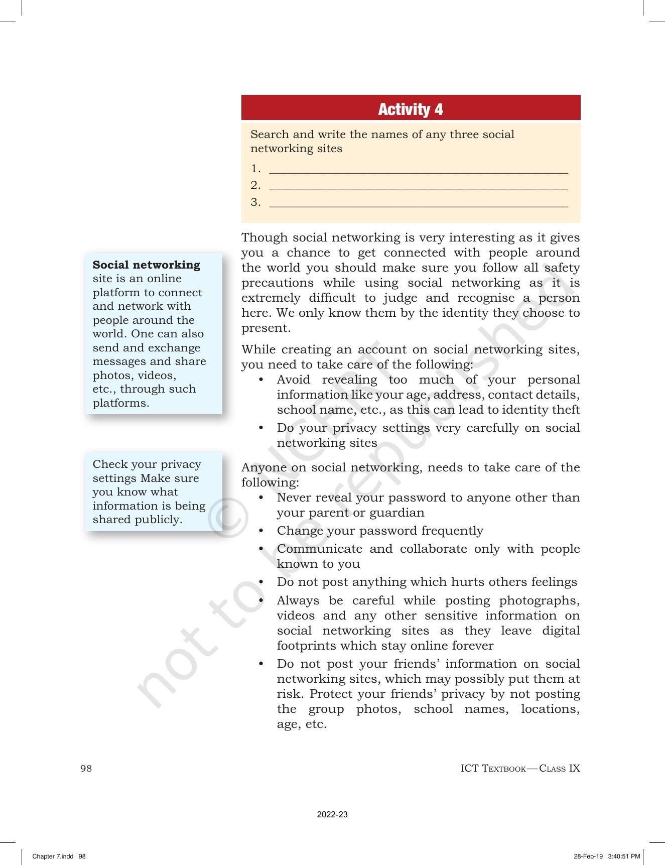 NCERT Book for Class 9 ICT Chapter 7 Safety and Security