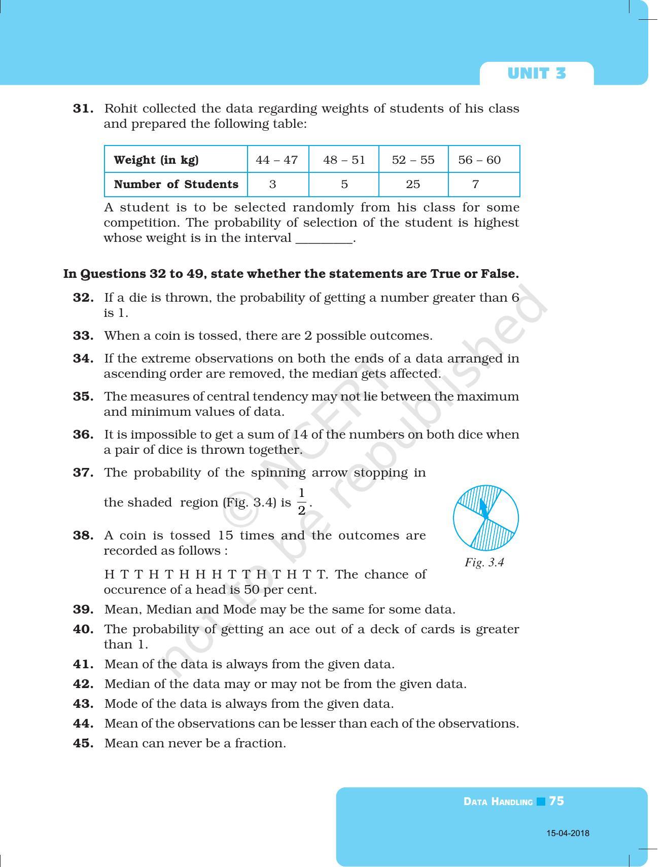 NCERT Exemplar Book for Class 7 Maths Chapter 3- Data Handling