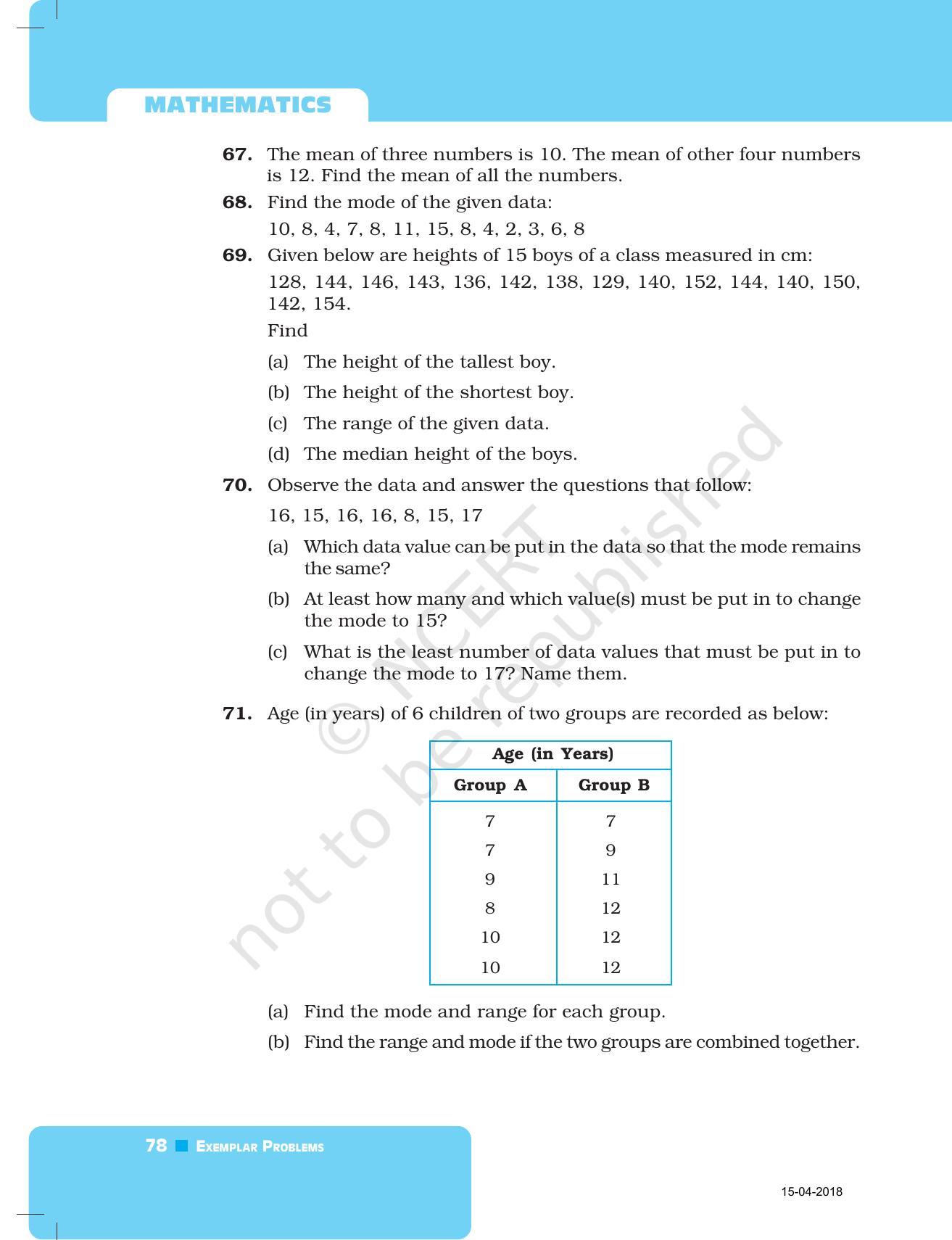 NCERT Exemplar Book for Class 7 Maths Chapter 3- Data Handling