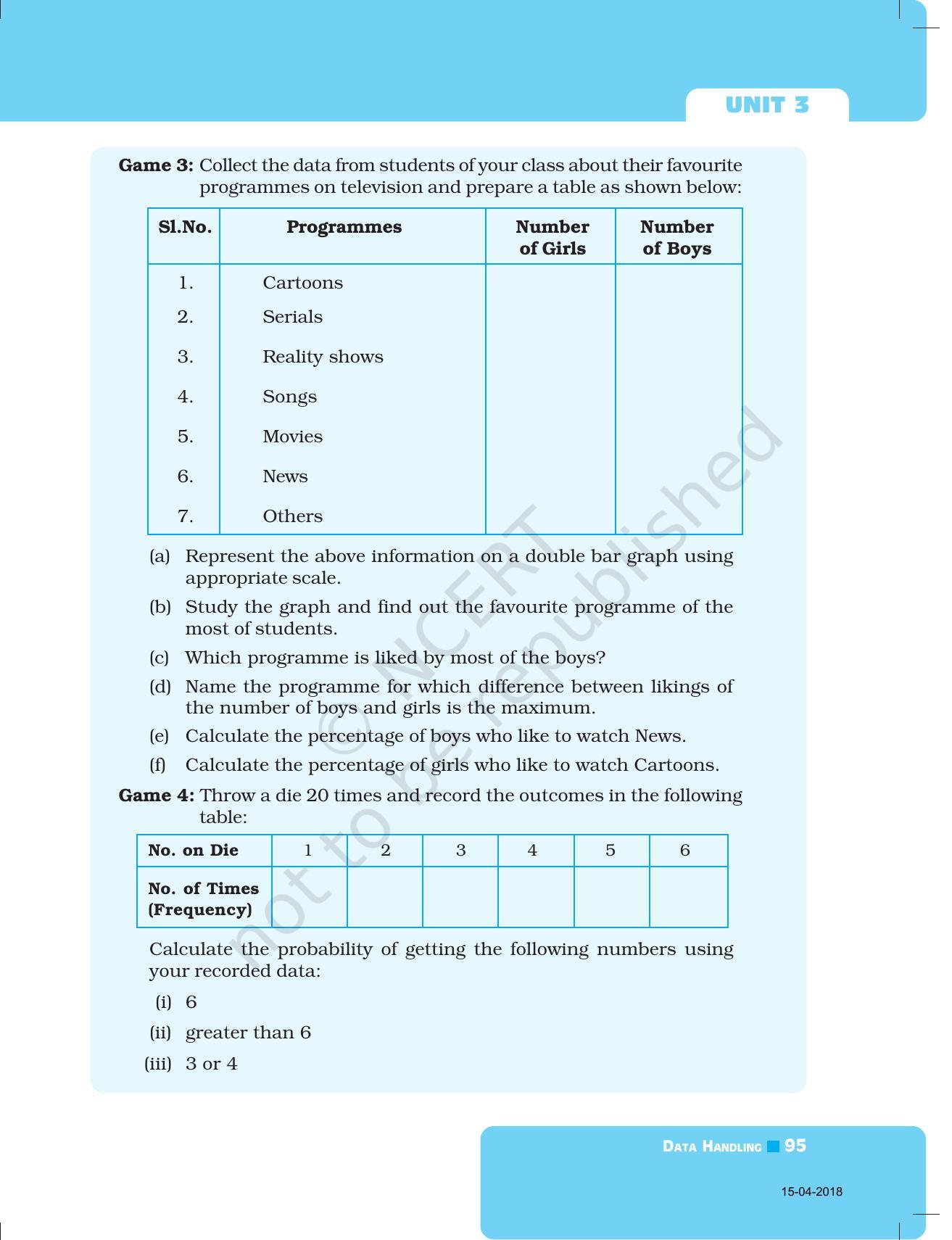 NCERT Exemplar Book for Class 7 Maths Chapter 3- Data Handling