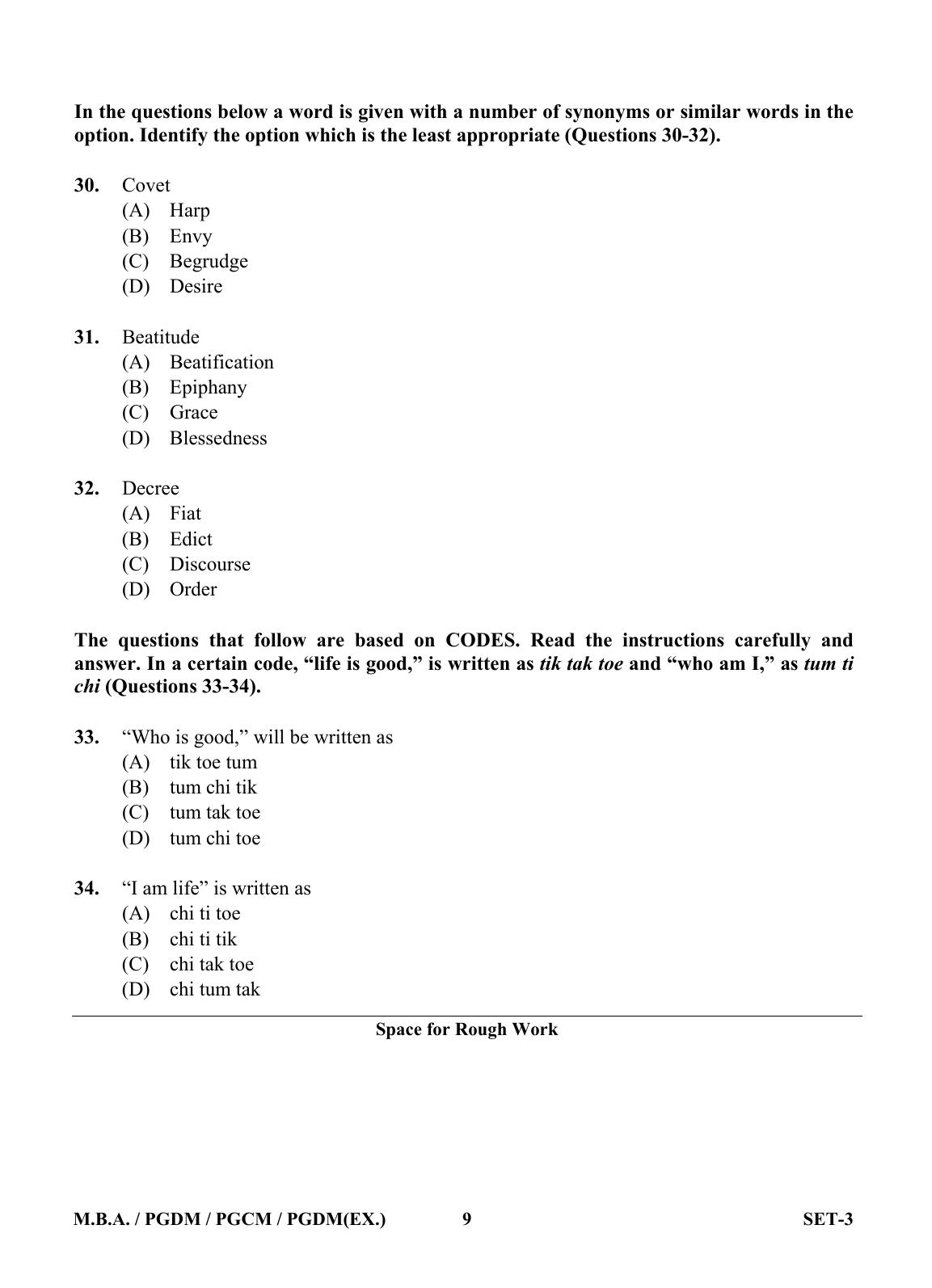 OJEE 2013 MBA Set 3 Question Paper - IndCareer Docs