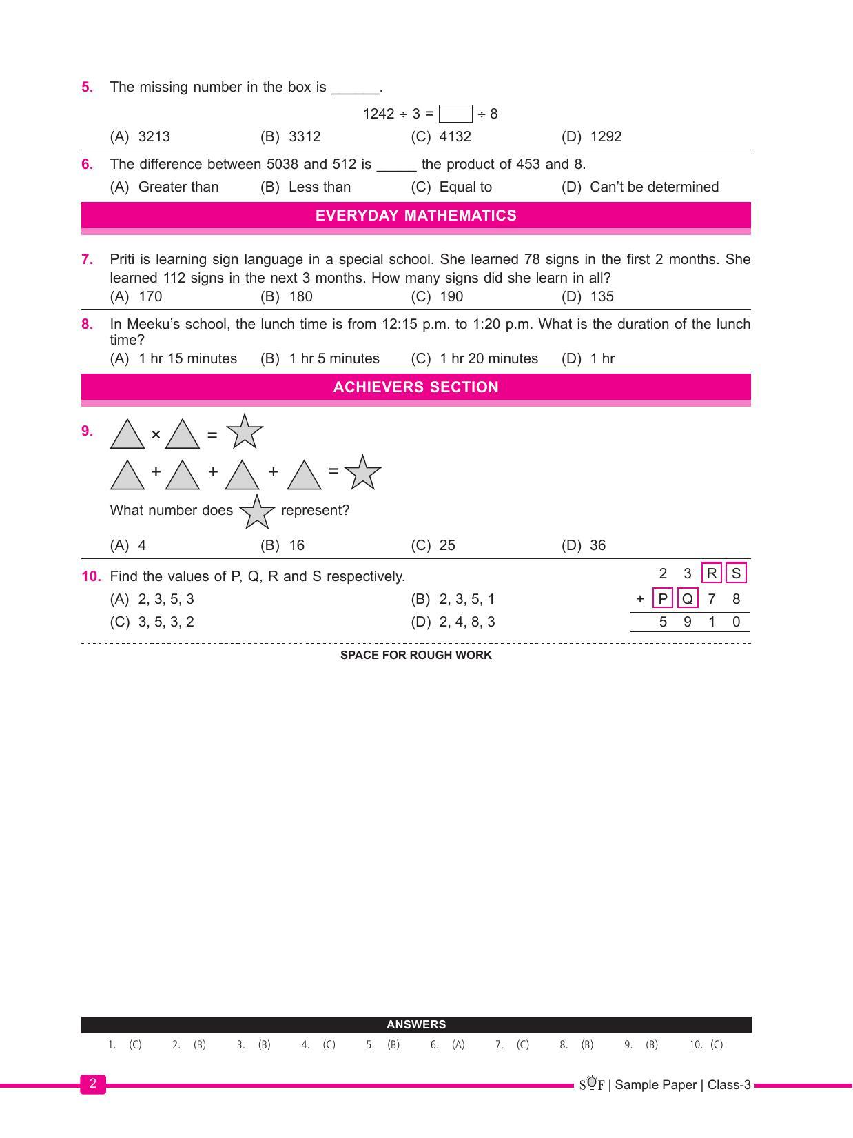 SOF IMO Sample Paper for Class 3 - IndCareer Schools