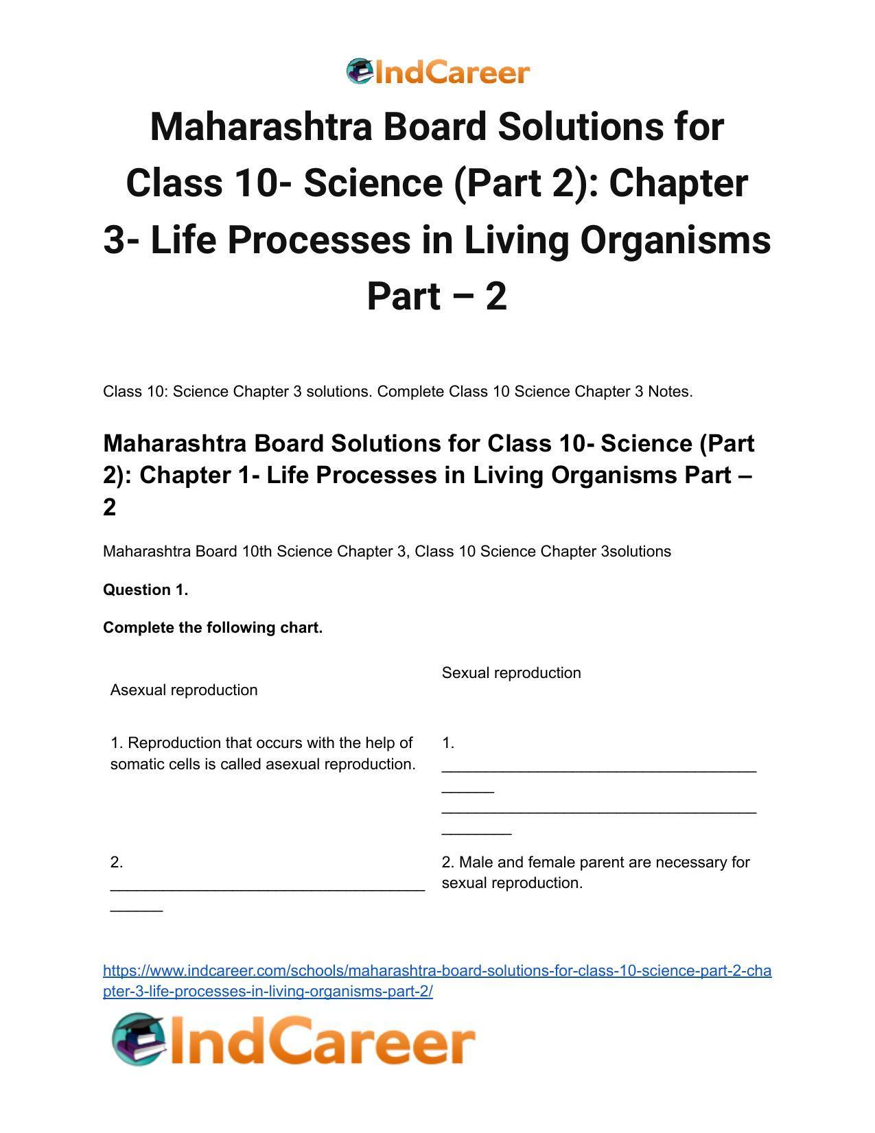 Maharashtra Board Solutions for Class 10- Science (Part 2): Chapter 3 ...