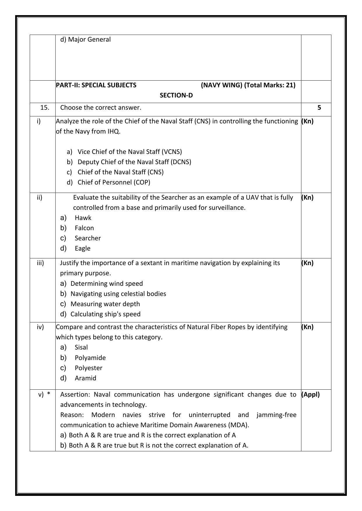 CBSE Class 12 NCC Sample Question Paper 2024-25 - IndCareer Docs
