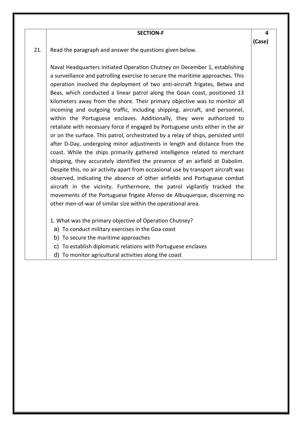 CBSE Class 12 NCC Sample Question Paper 2024-25 - IndCareer Docs