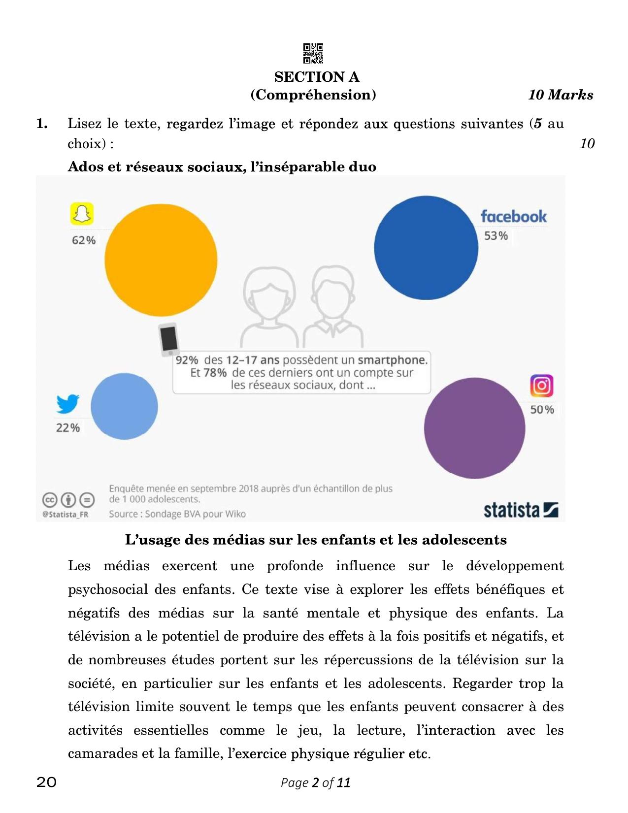 CBSE Class 10 20_French 2023 Question Paper - IndCareer Docs