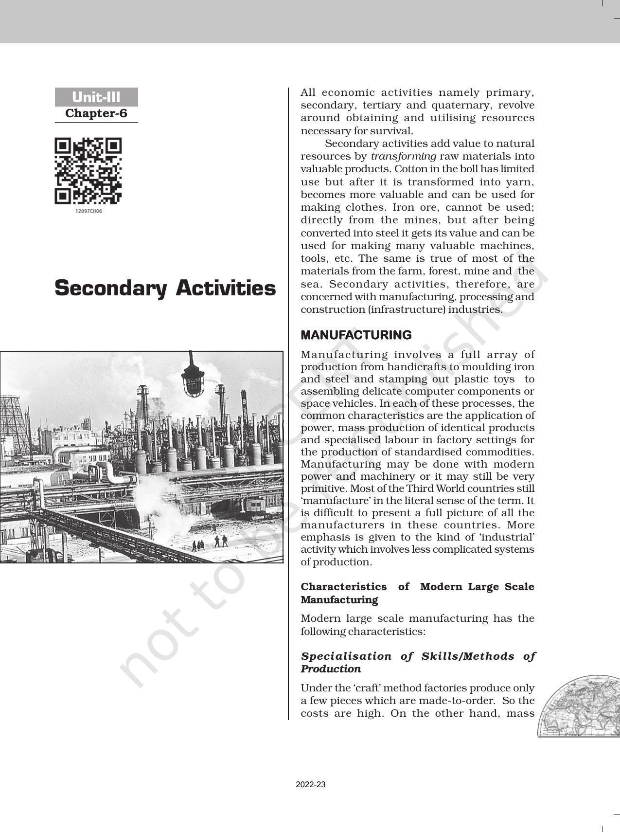 NCERT Book for Class 12 Geography Chapter 6 Secondary