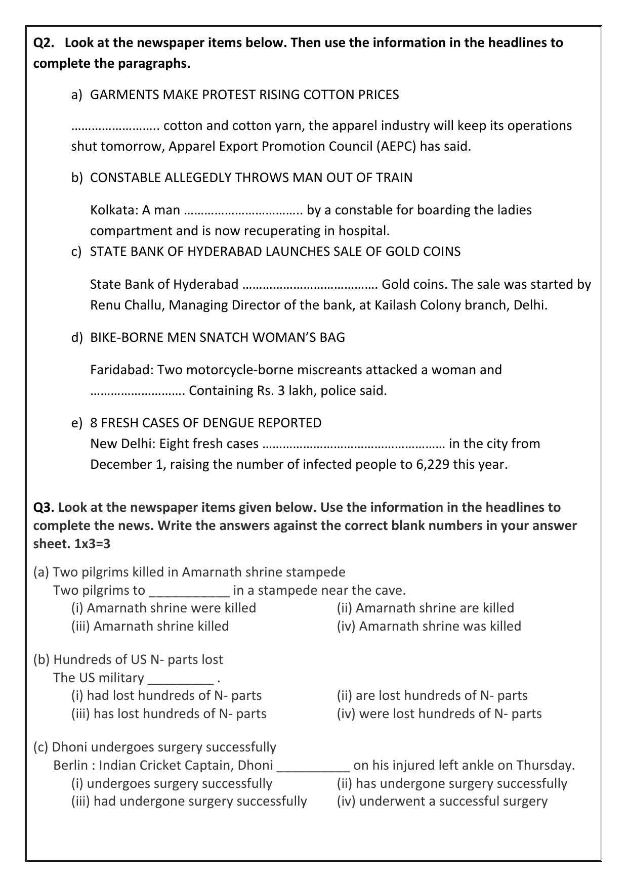 CBSE Worksheets for Class 8 English Assignment 1 - IndCareer Docs