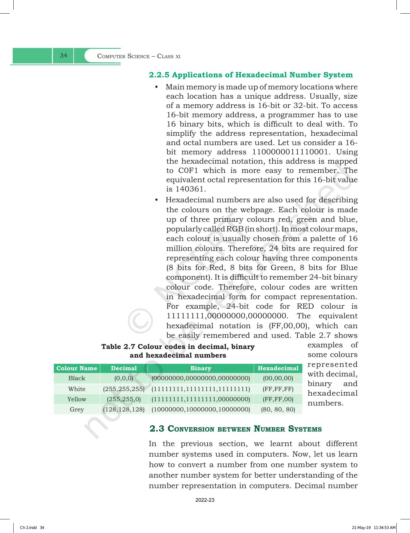 NCERT Book for Class 11 Computer Science Chapter 2 Encoding Schemes and Number System