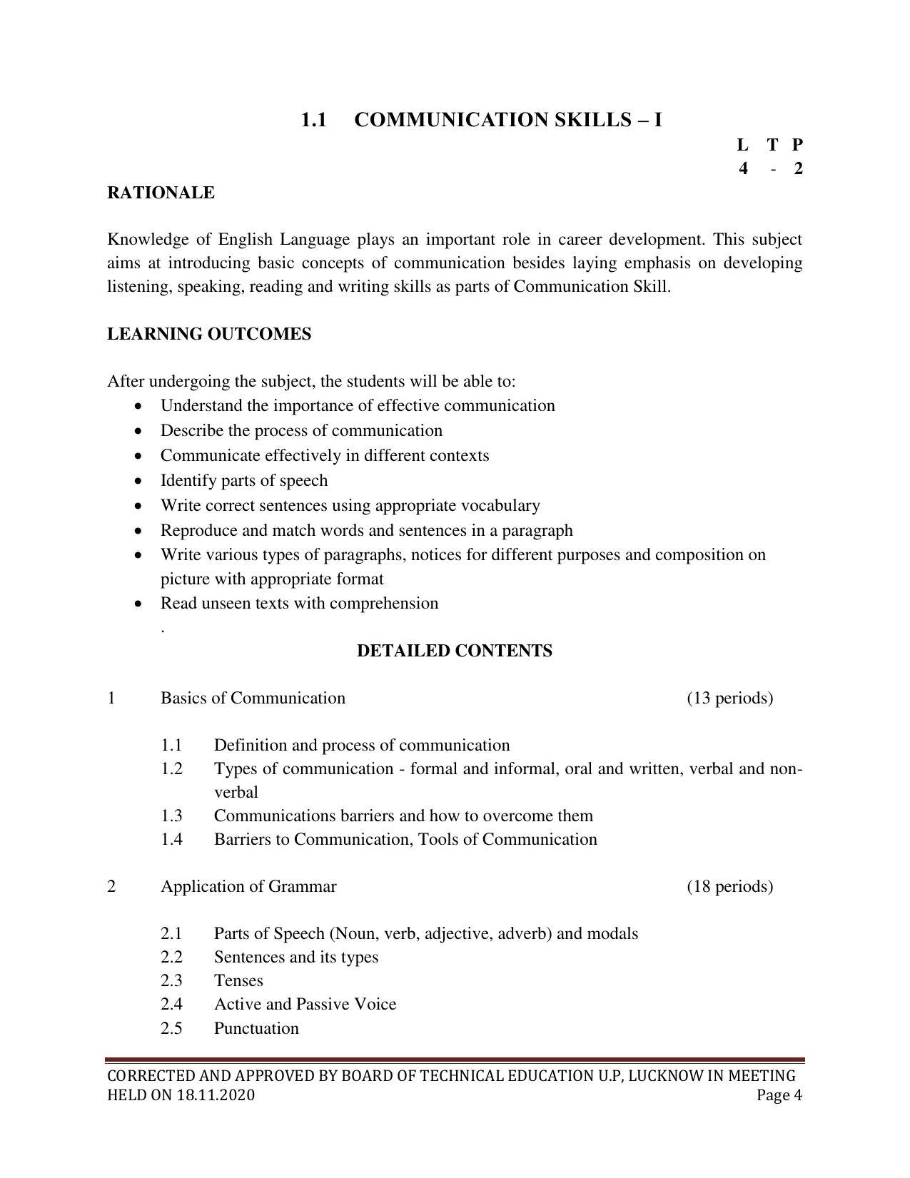 SYLLABUS FOR FIRST SEMESTER SESSION (2020-2021) - SIX SEMESTER DIPLOMA ...