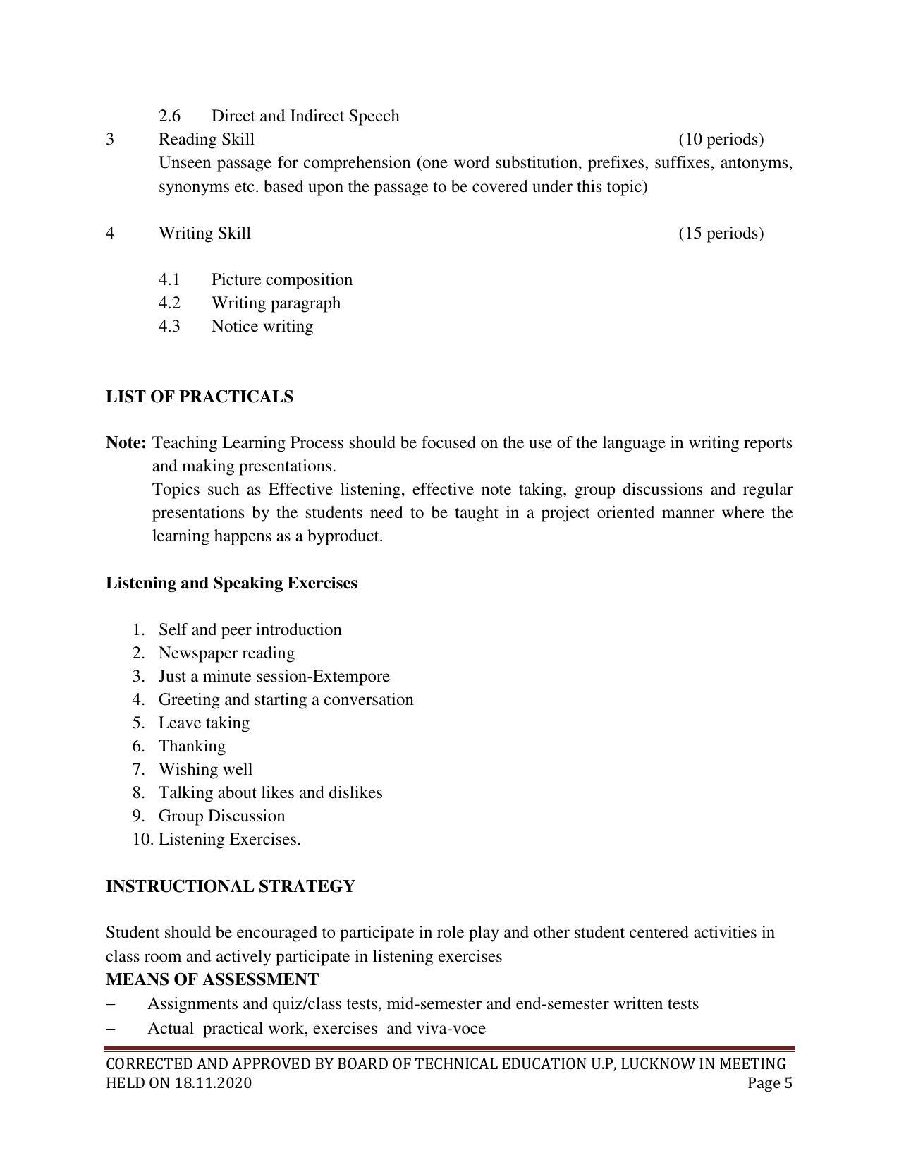 SYLLABUS FOR FIRST SEMESTER SESSION (2020-2021) - SIX SEMESTER DIPLOMA ...