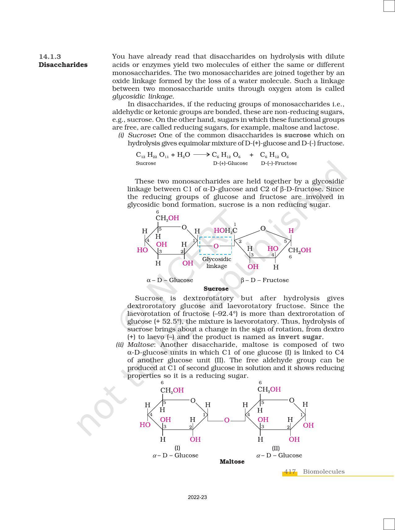NCERT Book for Class 12 Chemistry Chapter 14 Biomolecules - IndCareer Docs