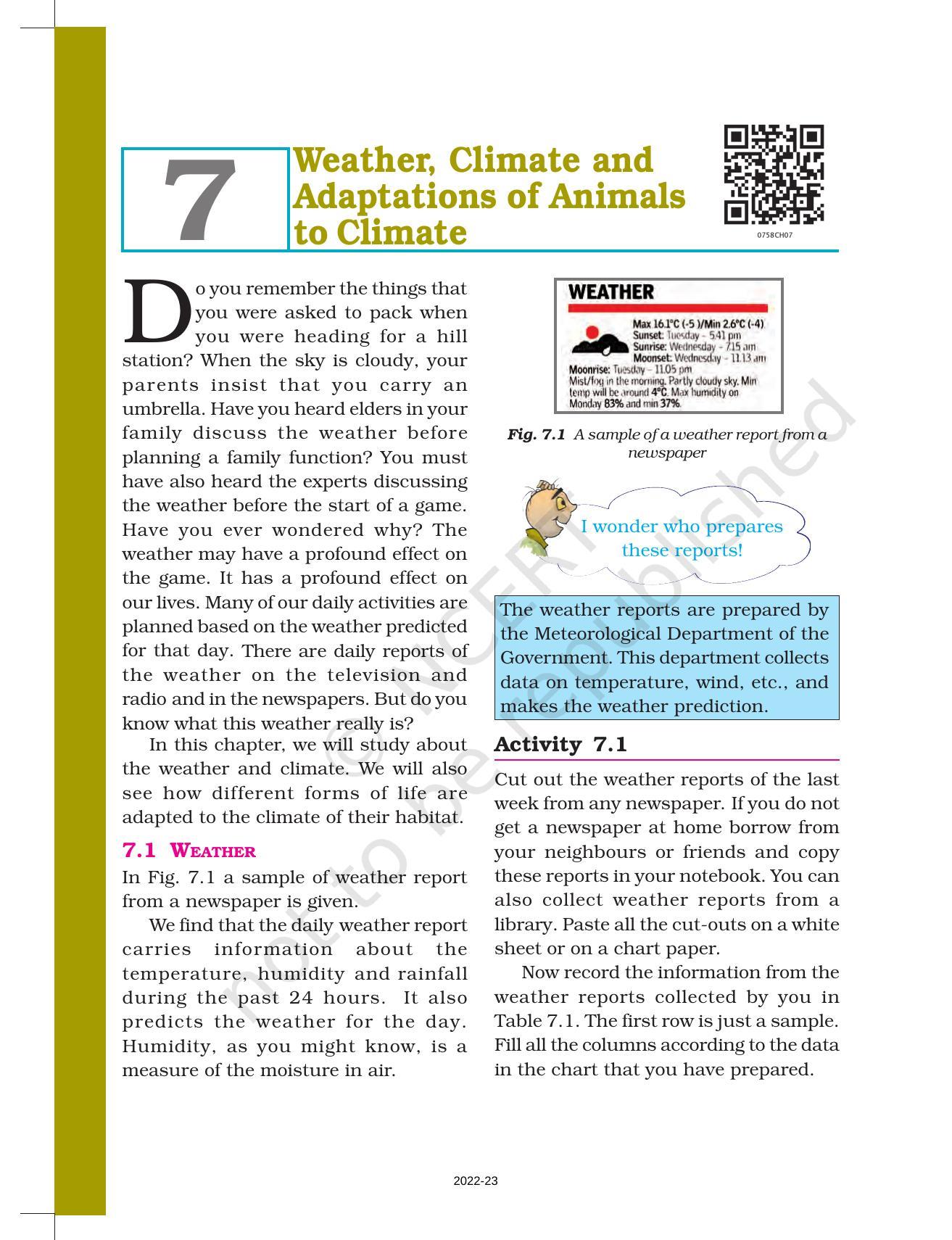 NCERT Book for Class 7 Science: Chapter 7-Weather, Climate and ...
