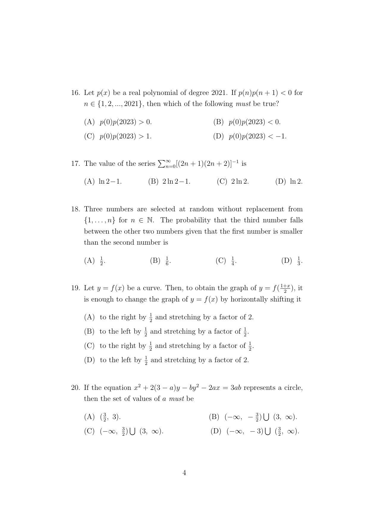ISI Admission Test PG Diploma in Statistical Methods and Analytics DST ...