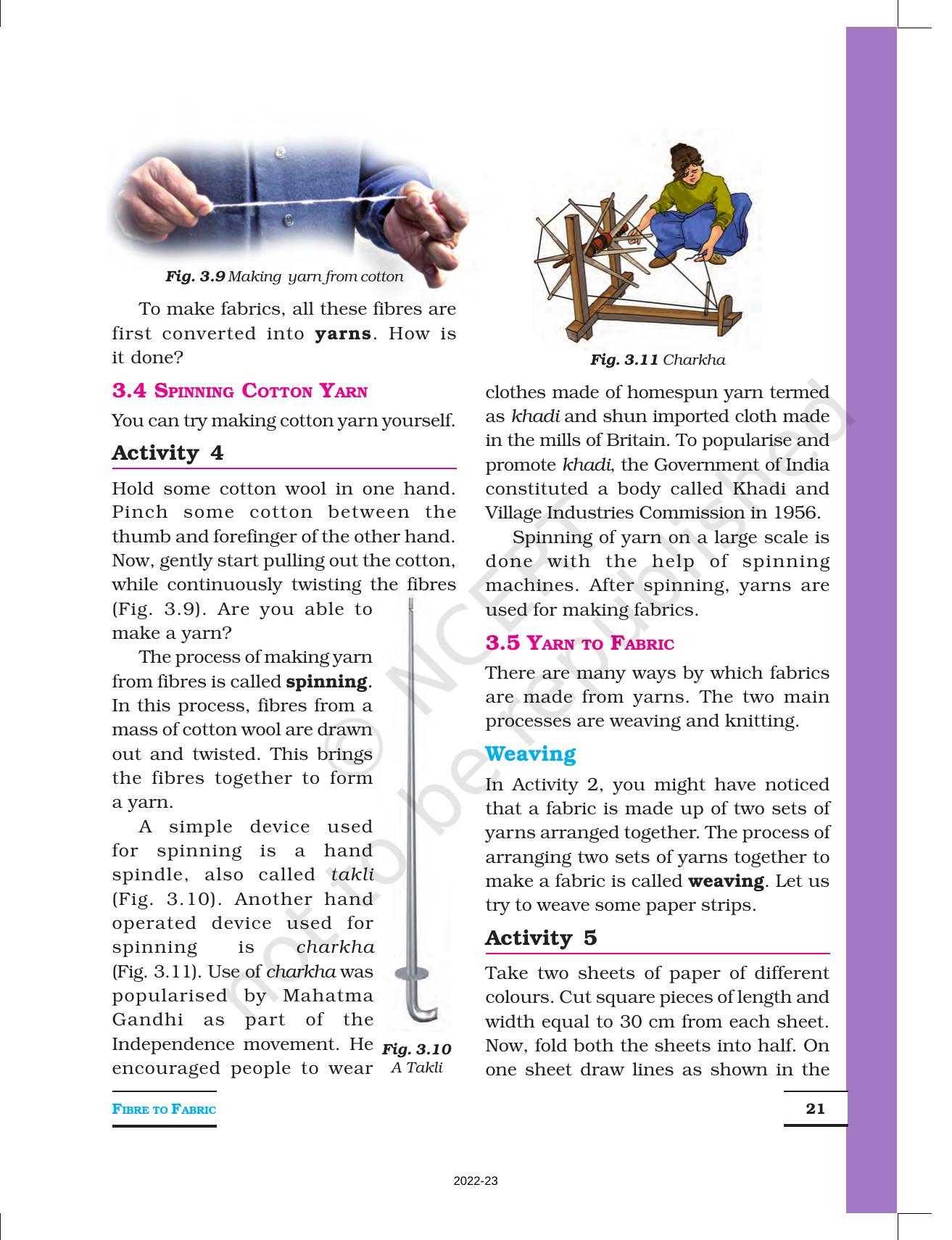 NCERT Book for Class 6 Science: Chapter 3-Fibre to Fabric - IndCareer Schools