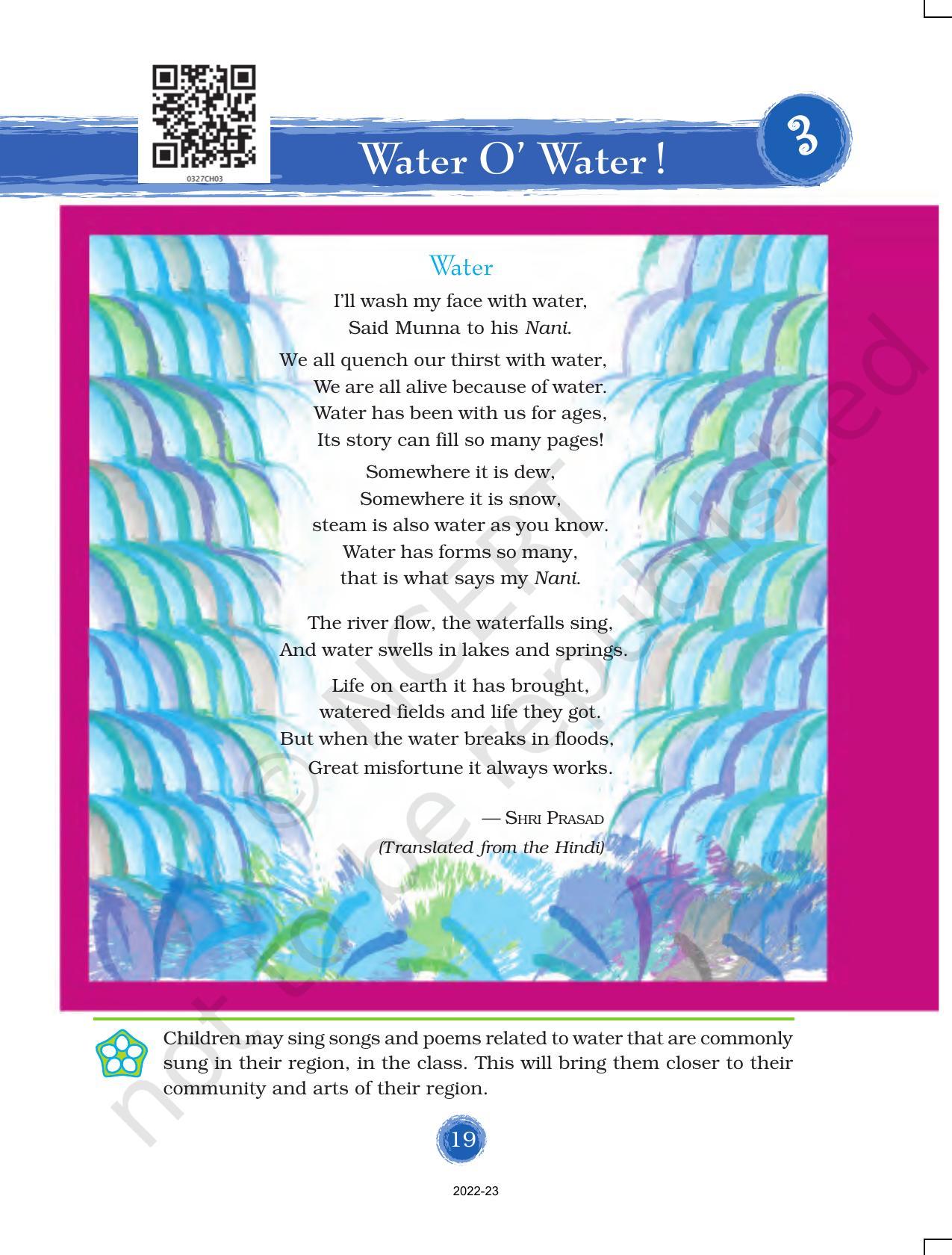 NCERT Book for Class 3 EVS Chapter 3-Water O’ Water! - IndCareer Schools