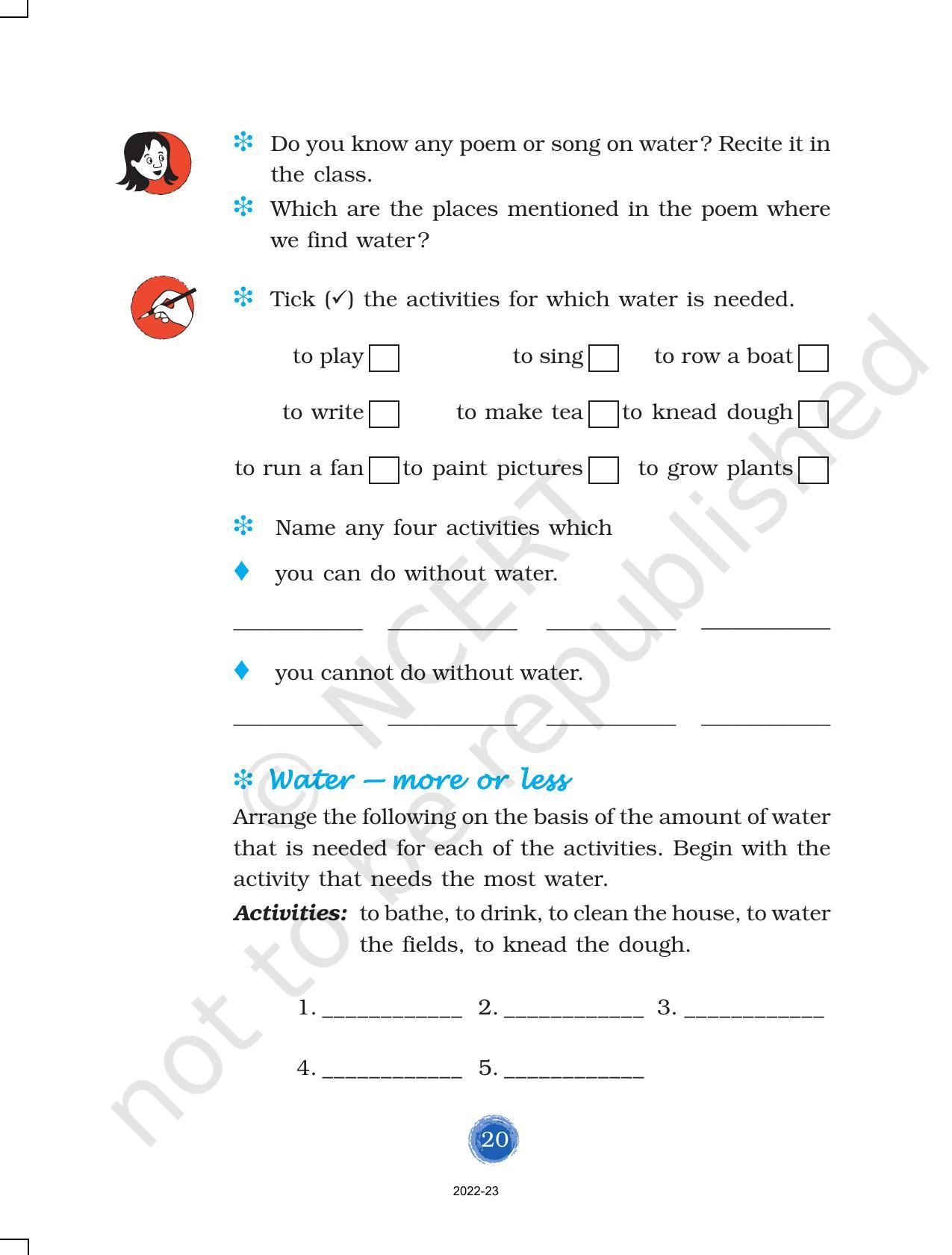 NCERT Book for Class 3 EVS Chapter 3-Water O’ Water! - IndCareer Schools