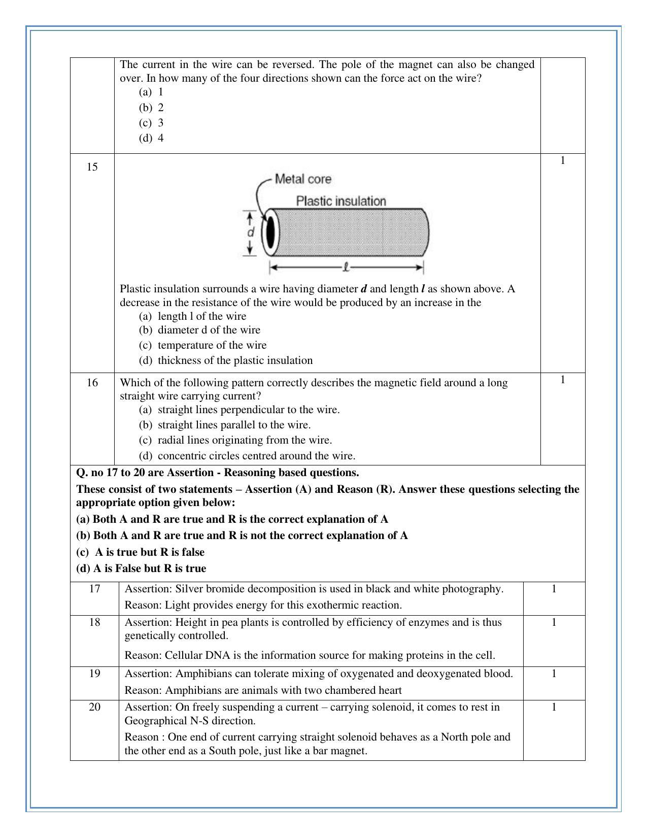 CBSE Class 10 Science Sample Question Paper 2023 - IndCareer Docs