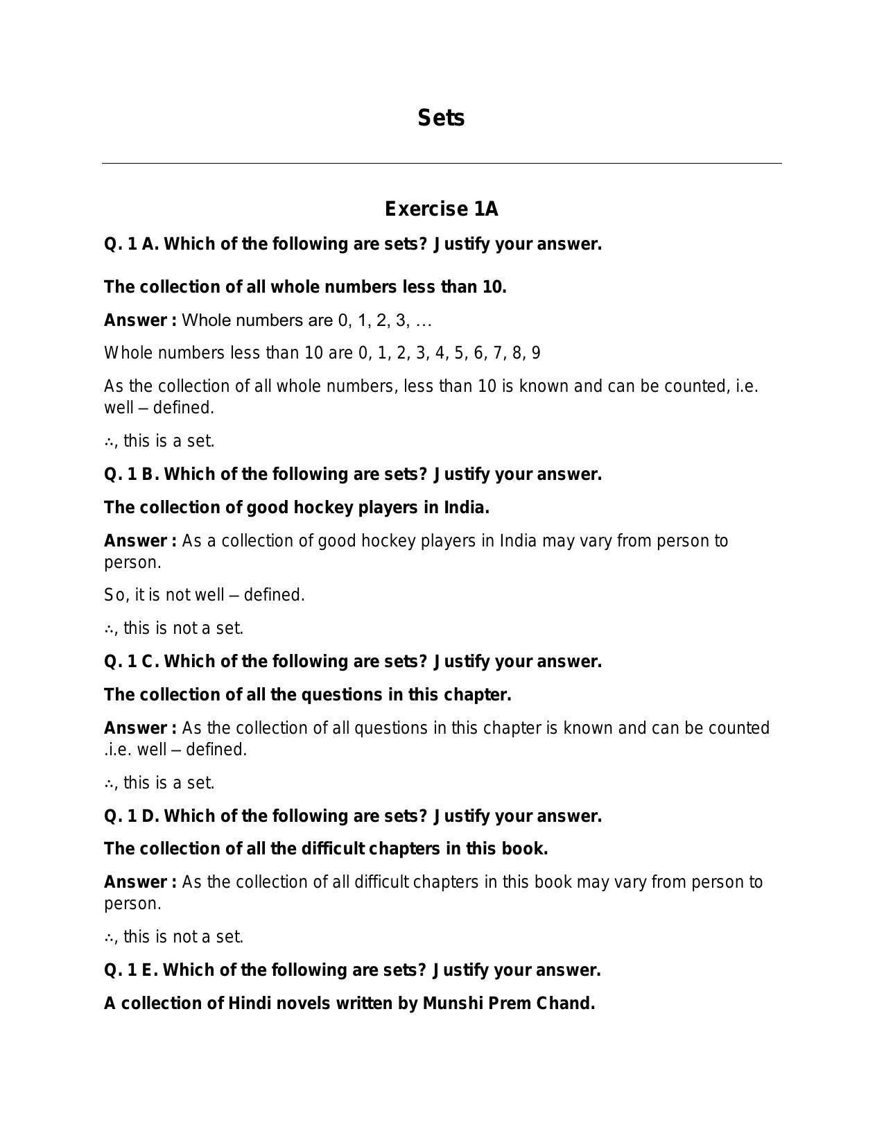 RS Aggarwal Solutions for 11th Class Maths Chapter 1-Sets - IndCareer ...