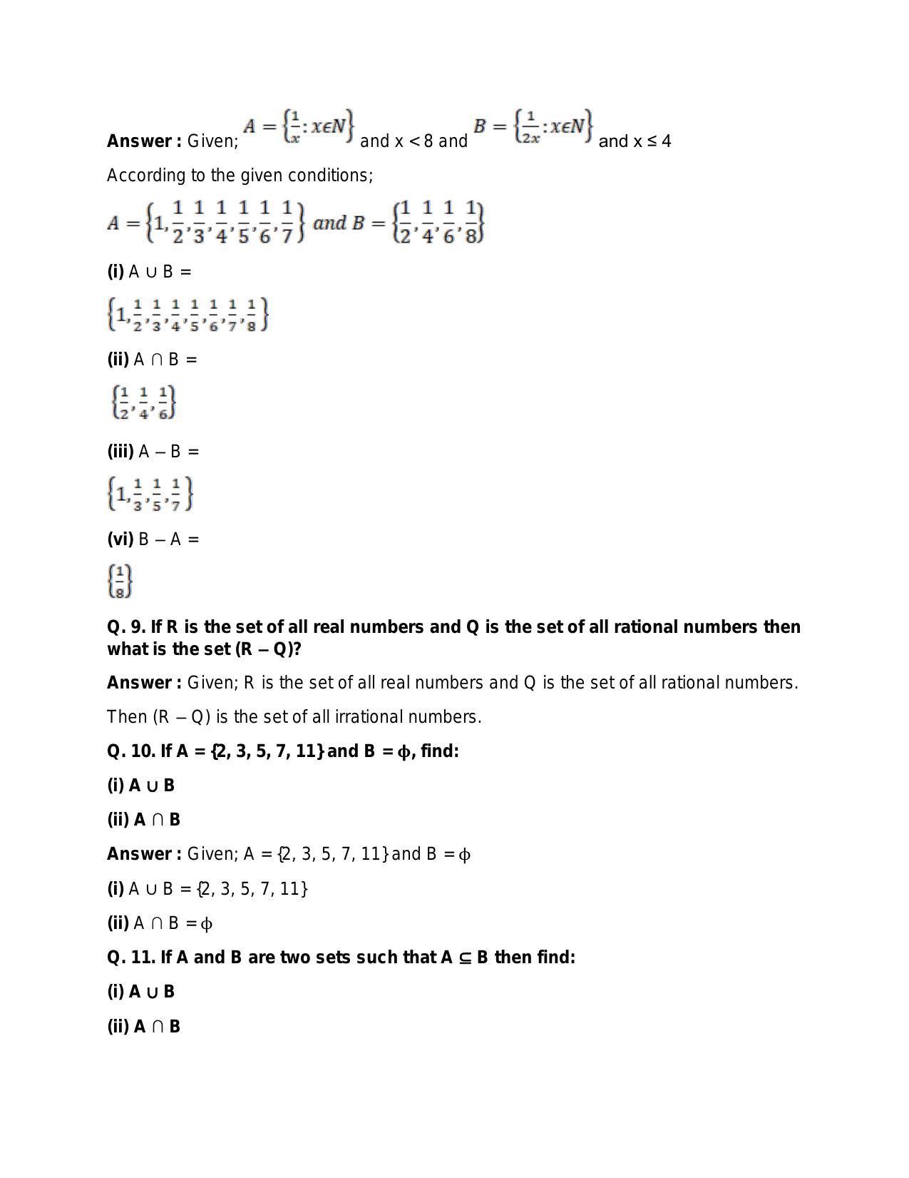 RS Aggarwal Solutions for 11th Class Maths Chapter 1-Sets - IndCareer Schools