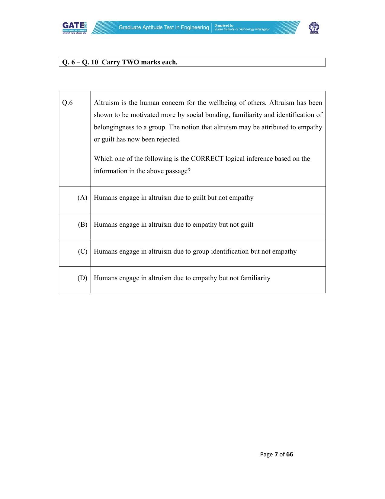 GATE 2022 Mathematics (MA) Question Paper - IndCareer Docs