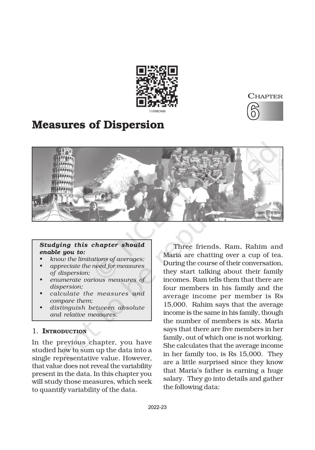NCERT Book for Class 11 Economics (Statistic Economics) Chapter 6 Measures of Dispersion ...
