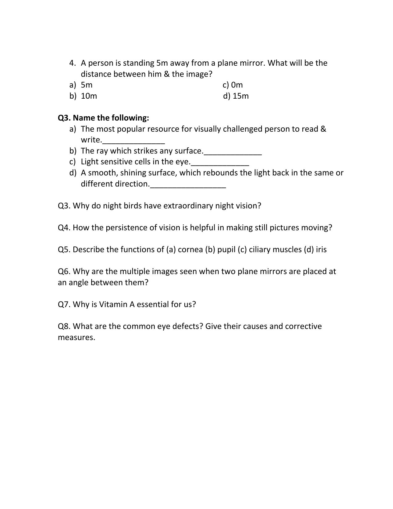 CBSE Worksheets for Class 8 Science Assignment 5 - IndCareer Docs
