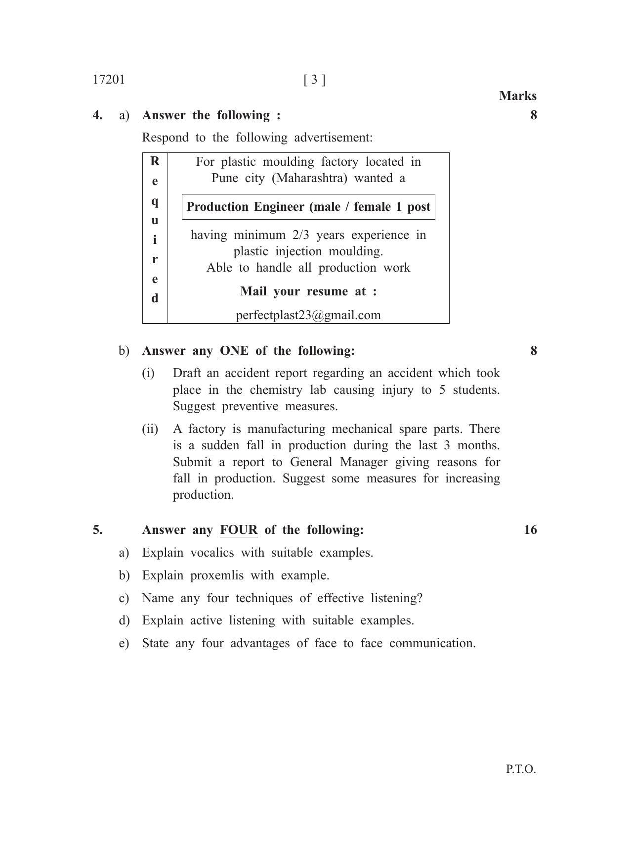 MSBTE Winter Question Paper 2019 - Communication Skills - IndCareer Docs