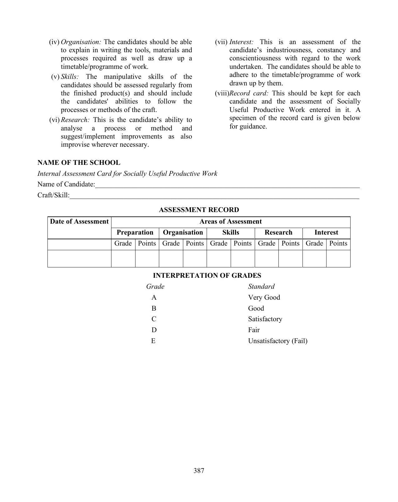 ISC Class XI & XII SUPW Syllabus - IndCareer Docs