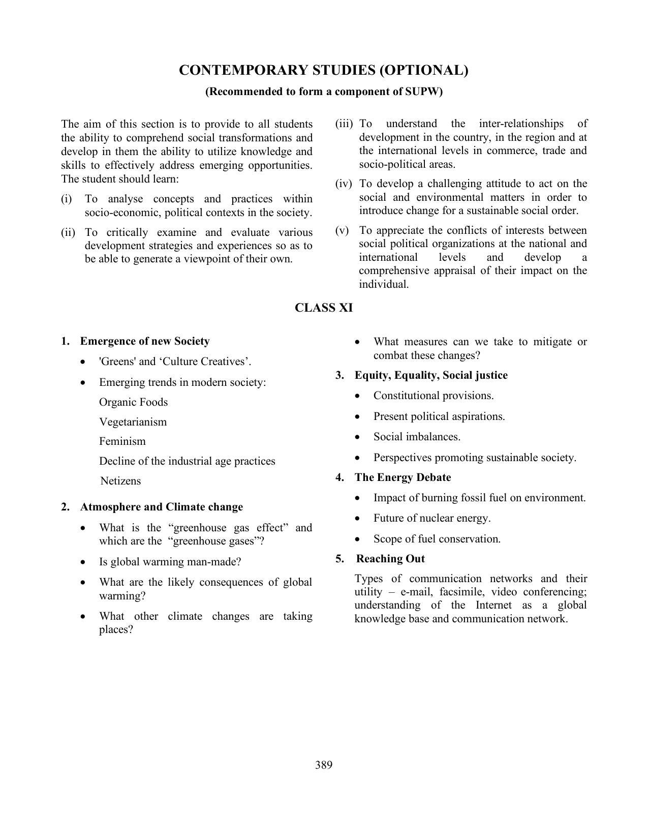 ISC Class XI & XII SUPW Syllabus - IndCareer Docs
