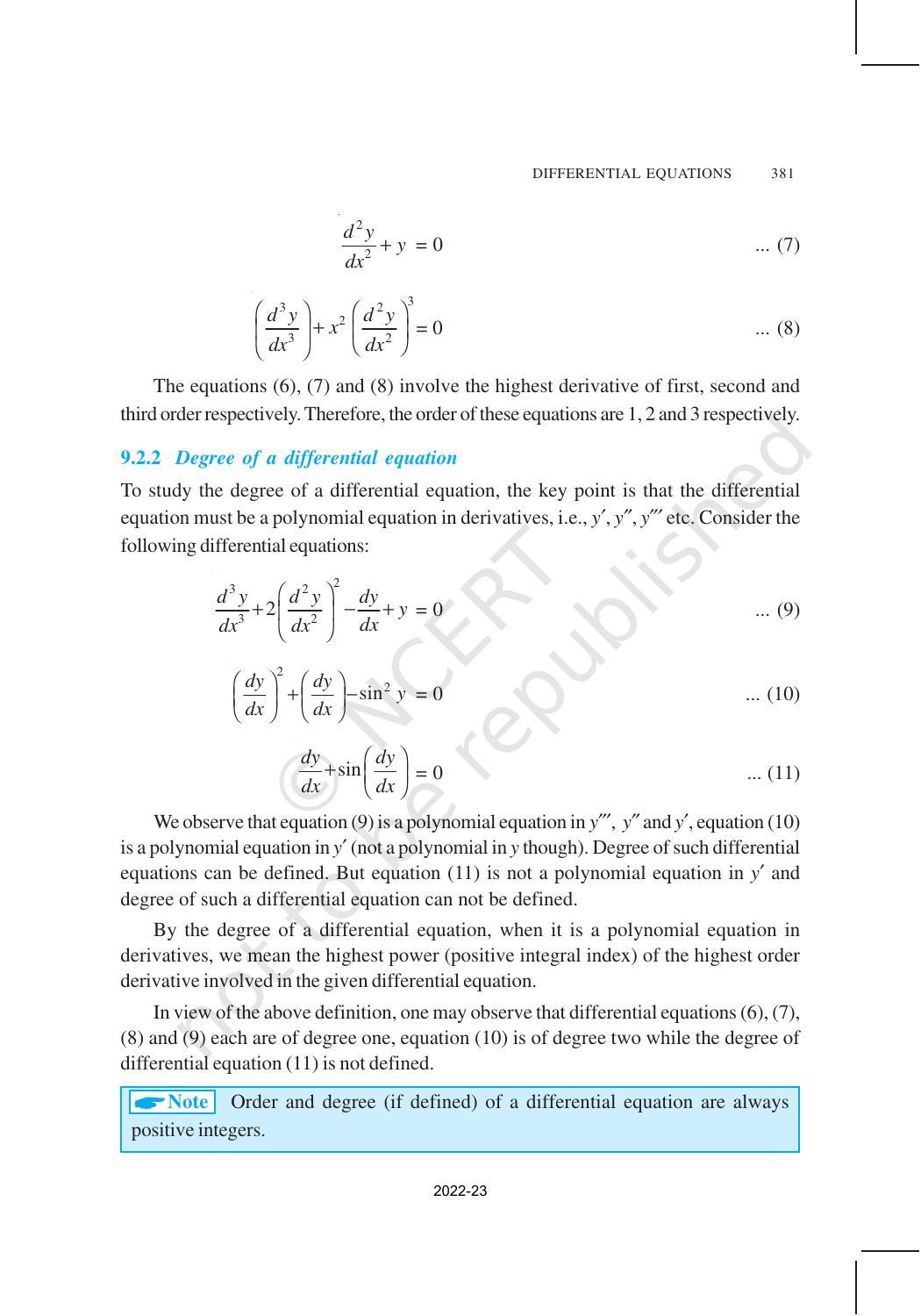 NCERT Book for Class 12 Maths Chapter 9 Differential Equations - IndCareer Docs