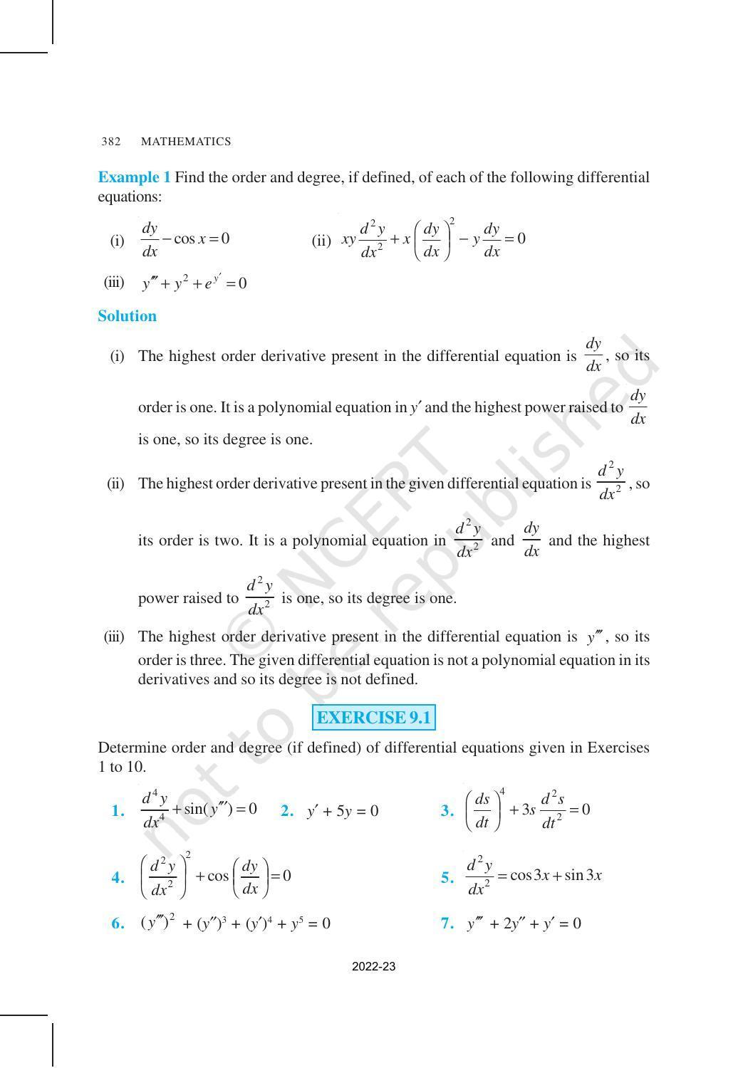 NCERT Book for Class 12 Maths Chapter 9 Differential Equations - IndCareer Docs