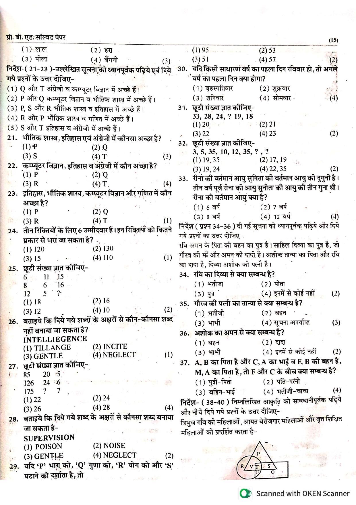 Rajasthan PTET 2019 Question Paper - IndCareer Docs