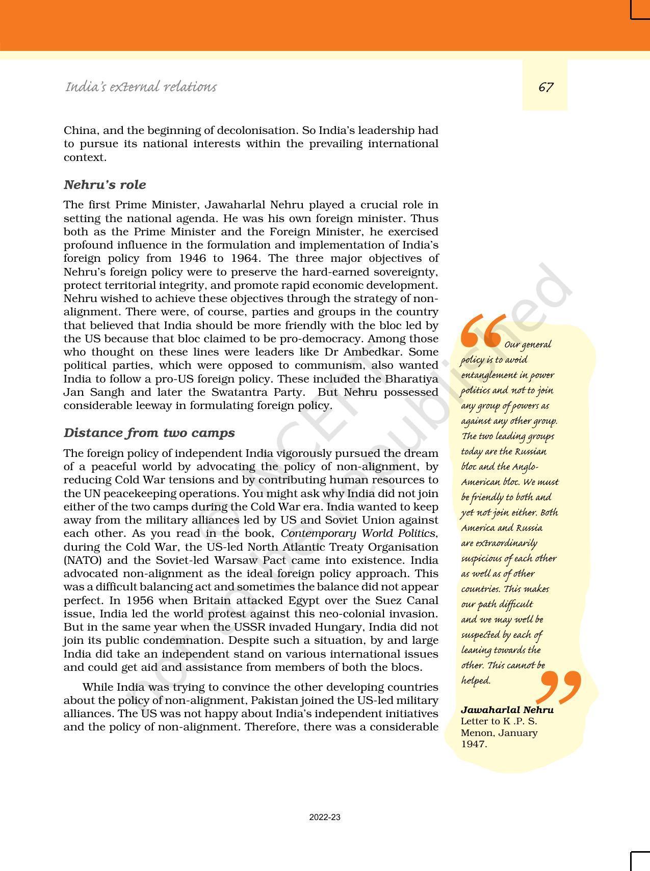 NCERT Book for Class 12 Political Science Chapter 4 India’s