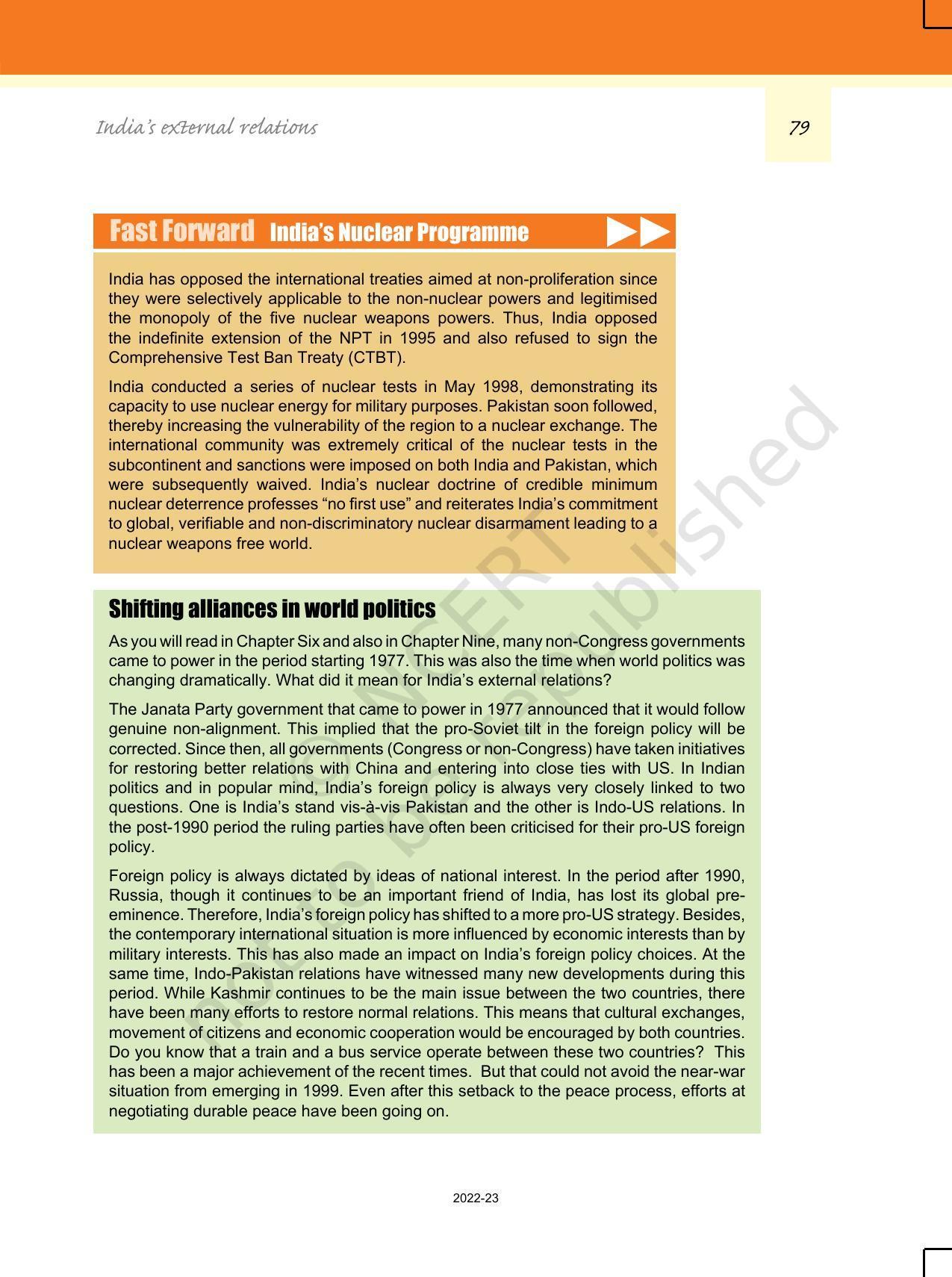 NCERT Book for Class 12 Political Science Chapter 4 India’s