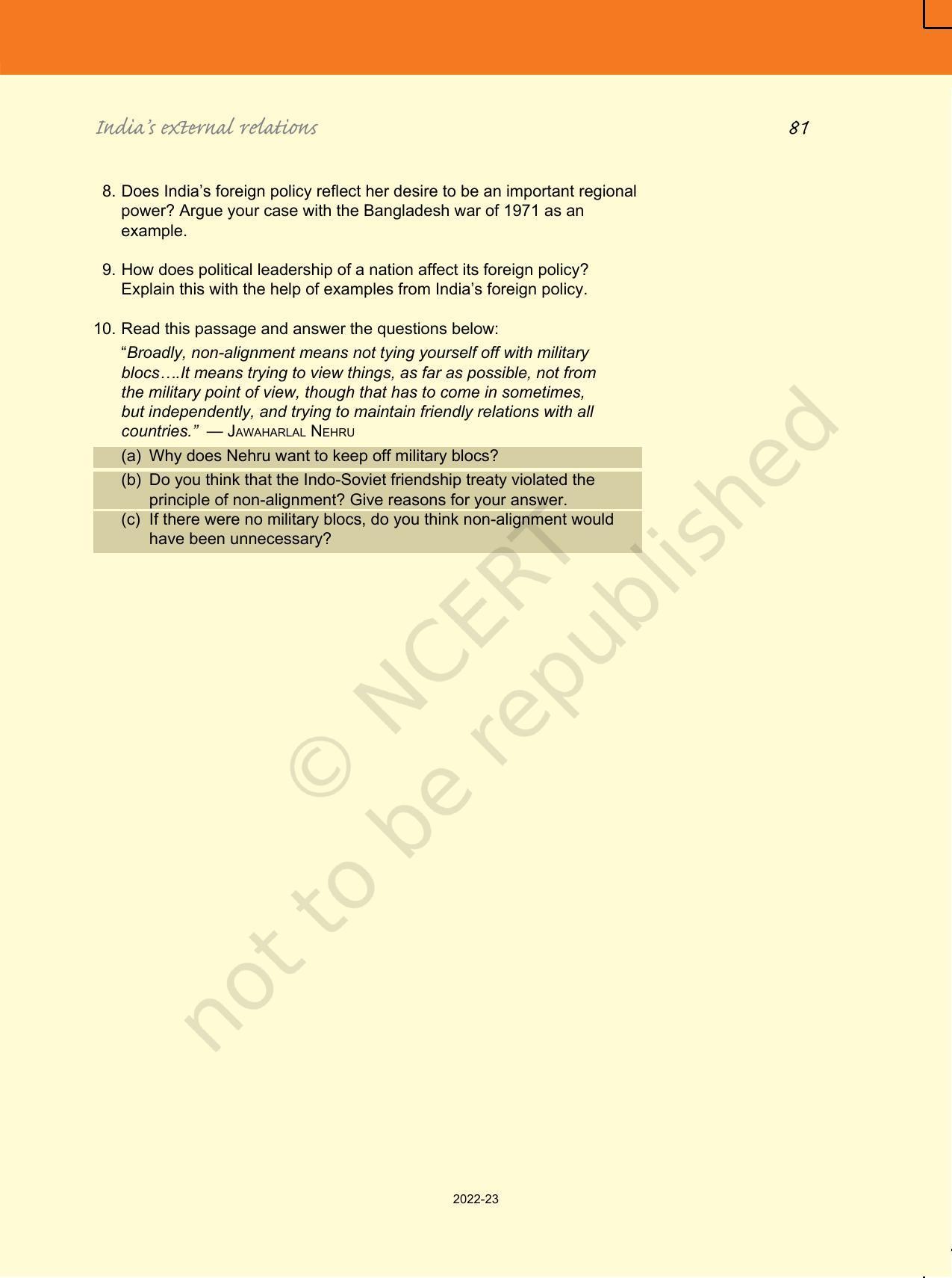 NCERT Book for Class 12 Political Science Chapter 4 India’s