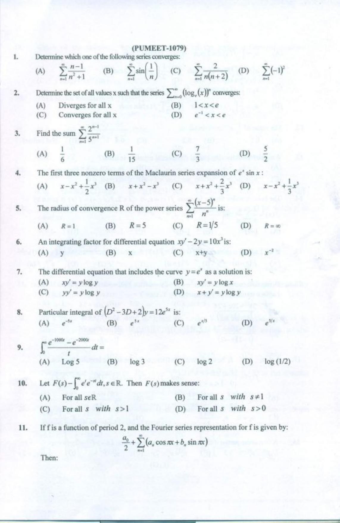 PUMEET 2019 Question Papers - IndCareer Docs
