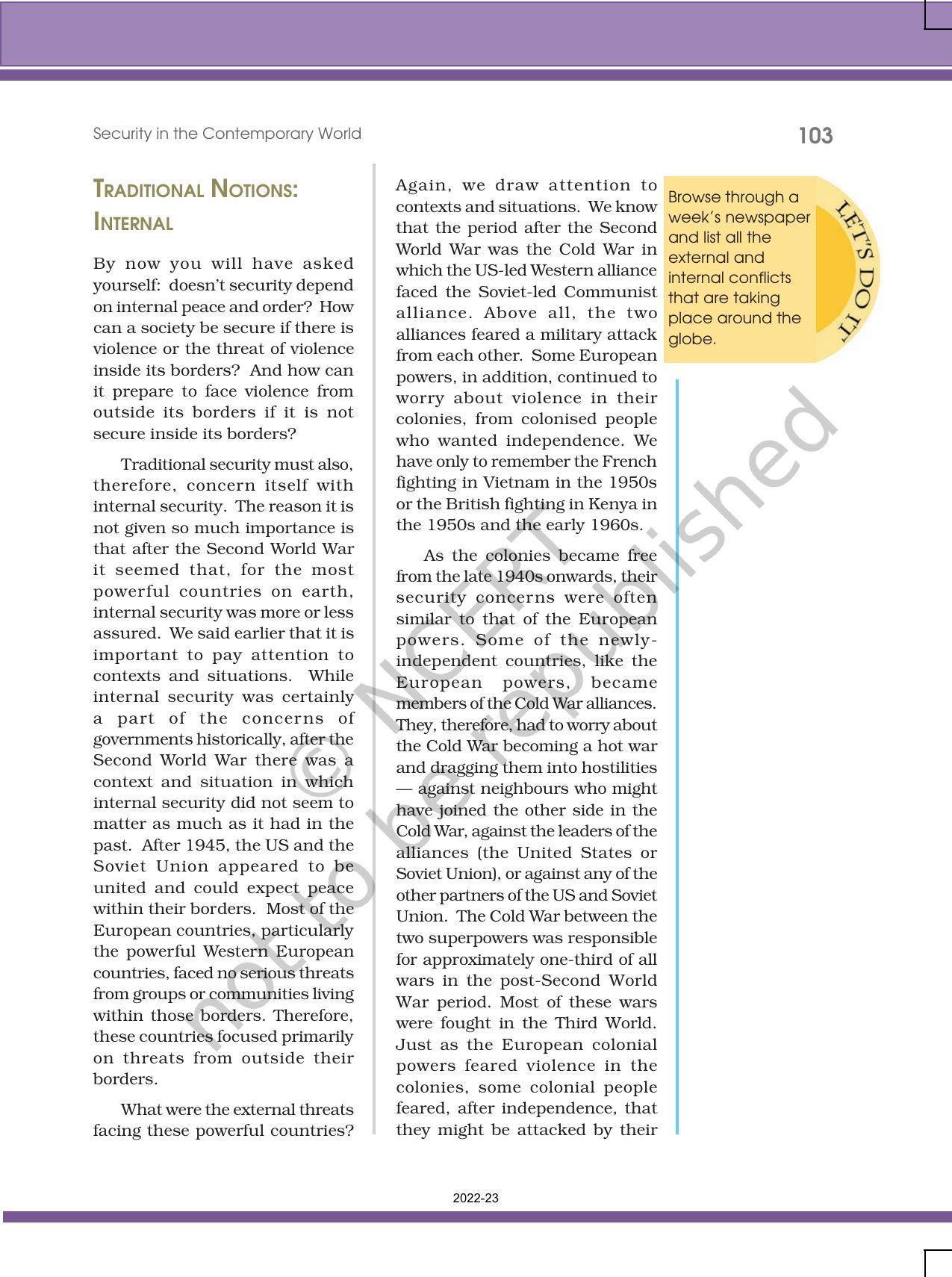 NCERT Book for Class 12 Political Science Chapter 7 Security