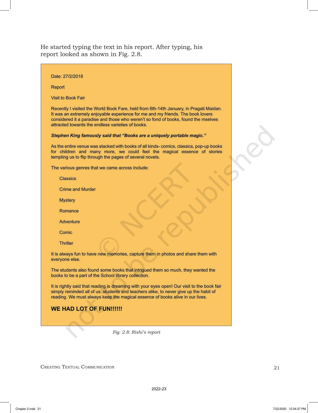 NCERT Book for Class 9 ICT Chapter 2 Creating Textual